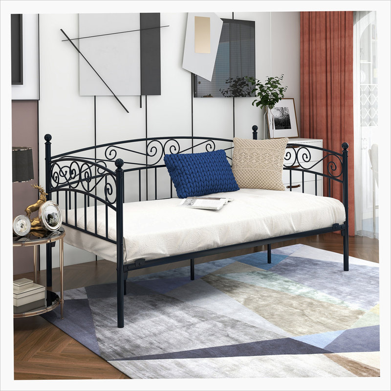 Charlton Home Metal Daybed Frame Multifunctional Mattress Foundation Bed Sofa with Headboard Wayfair